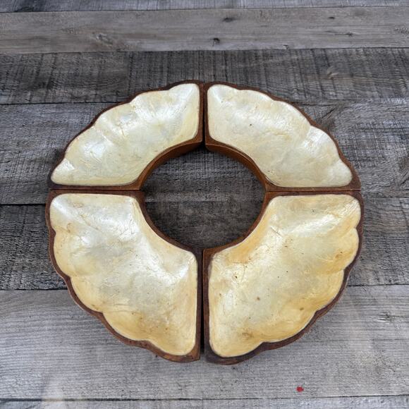 Dining | Vintage Hawaiian Shell Wood Sections Serving Plates | Poshmark